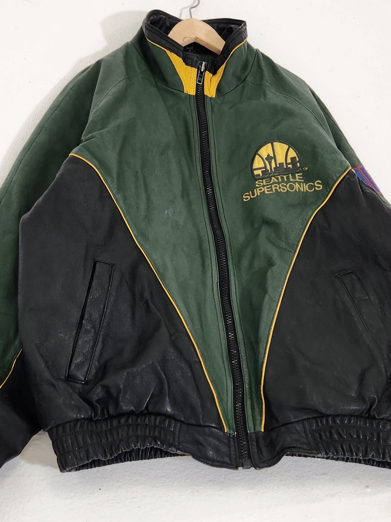 Vintage 1990s Pro Player Seattle SuperSonics Leather Jacket Sz. XL ...