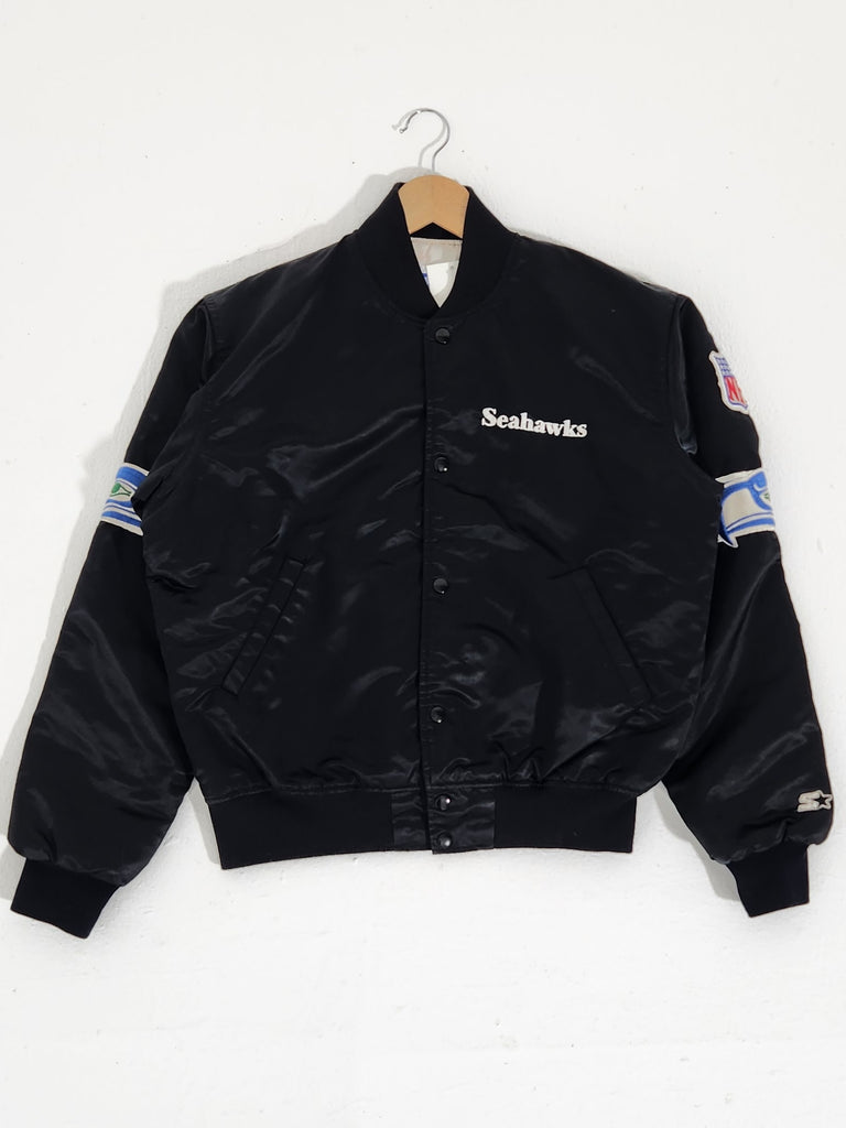 Vintage 1990's STARTER Seattle Seahawks BLACK Satin Jacket Sz. M ...